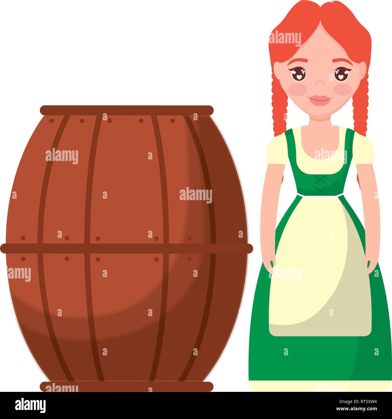 Lady with beer barrel Stock Vector Images - Alamy
