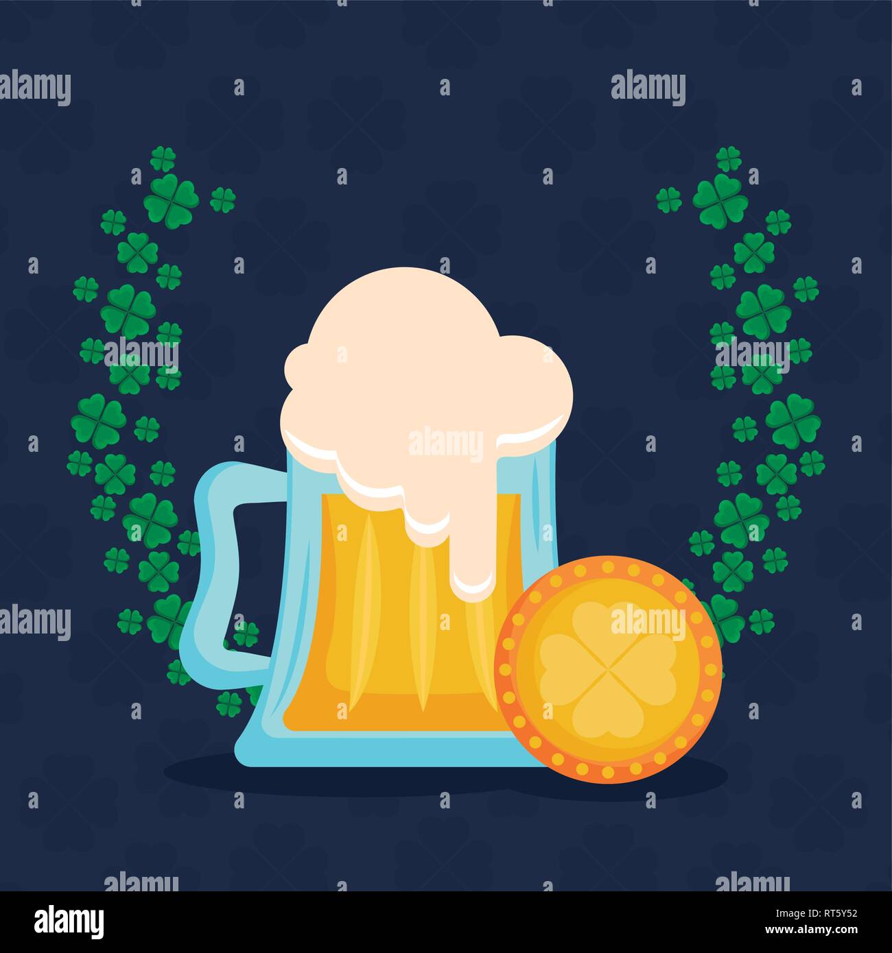 beer jar with coin clover vector illustration design Stock Vector Image ...