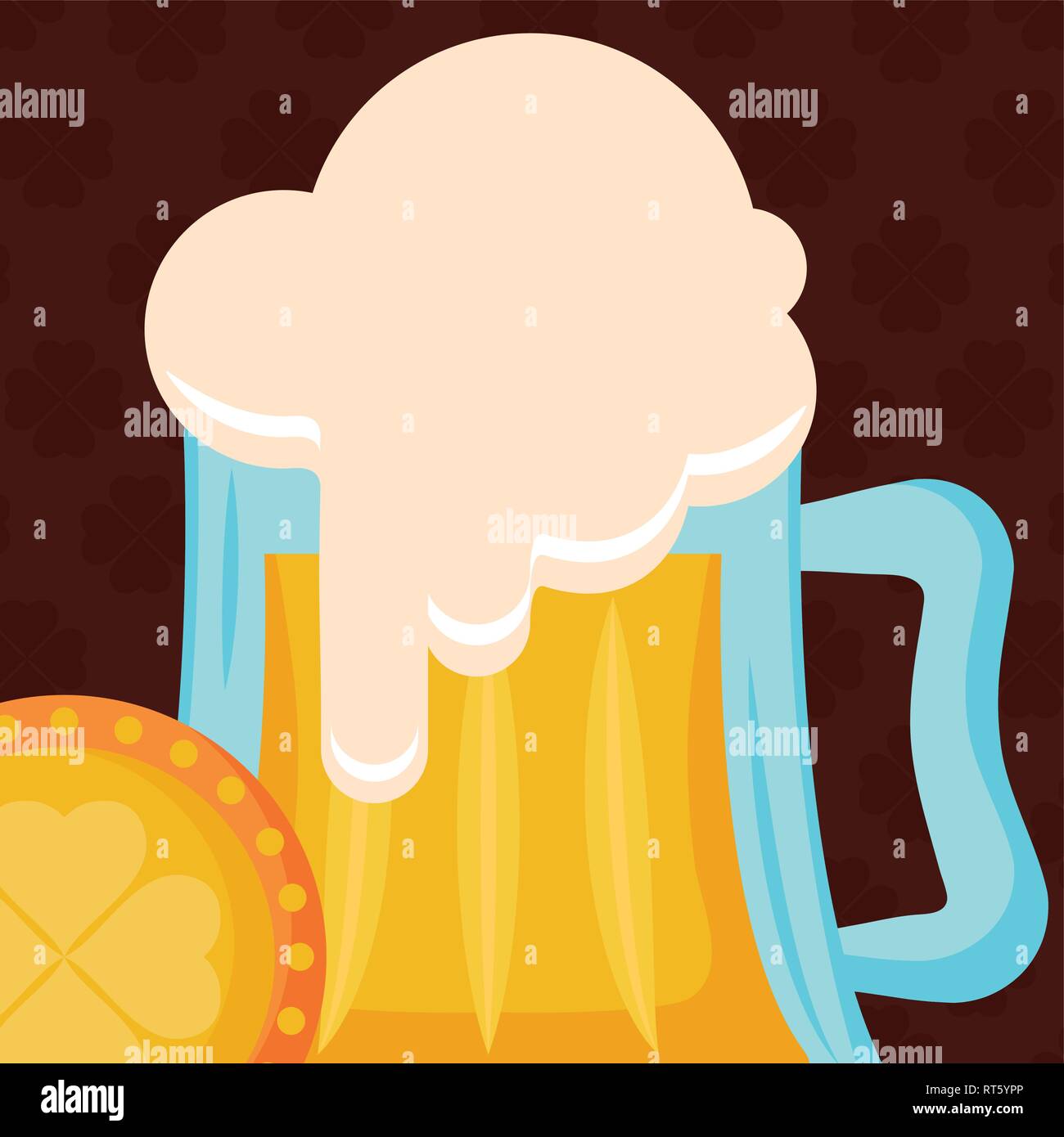 beer jar with coin clover vector illustration design Stock Vector Image ...