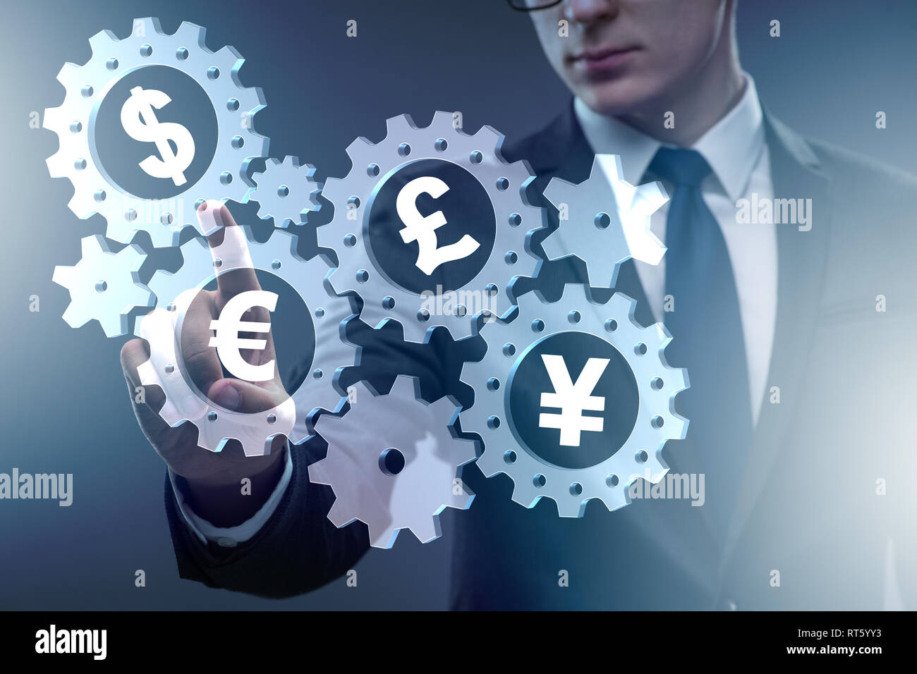 Concept of various main currencies Stock Photo - Alamy