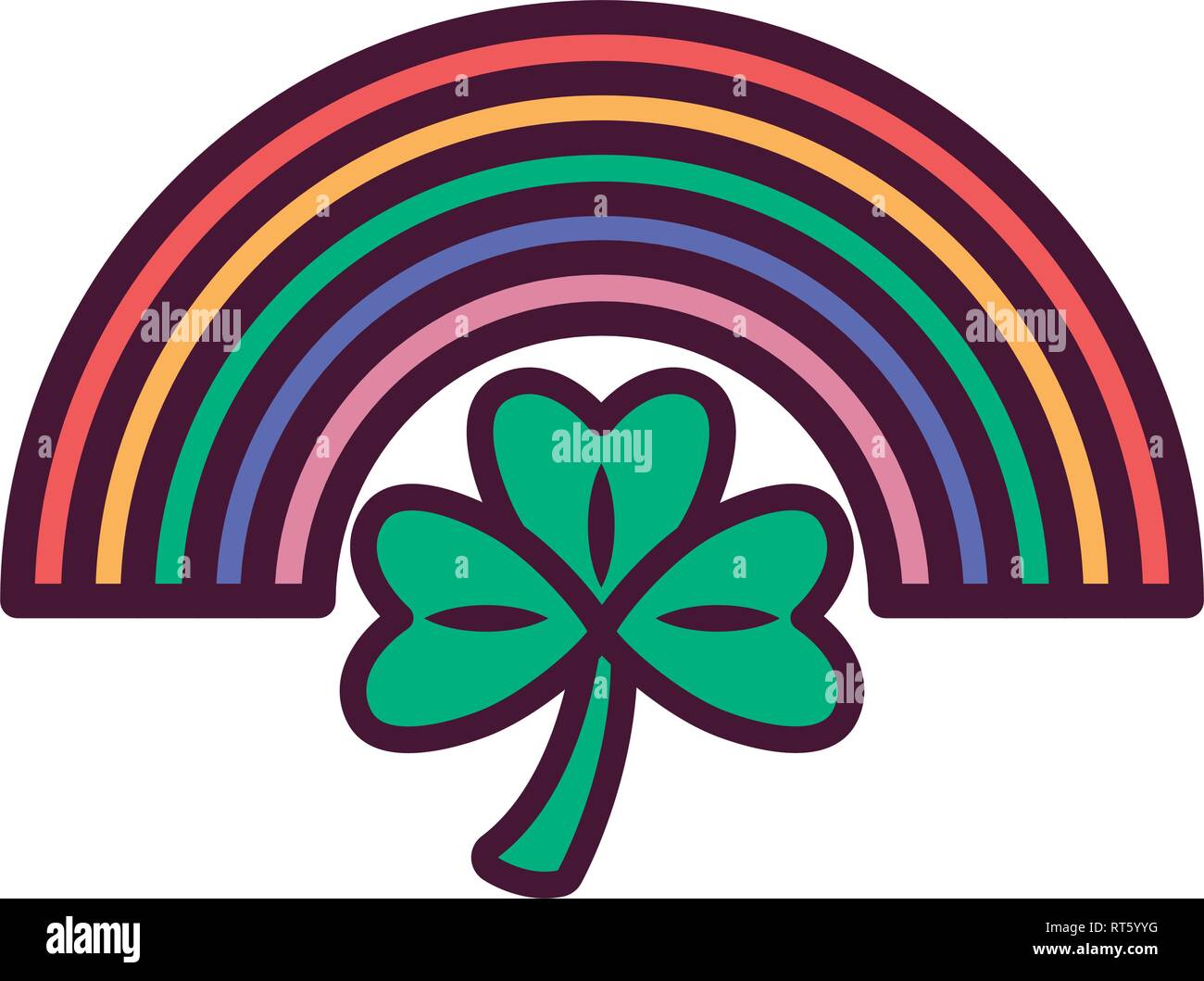 cute rainbow weather with clover icon vector illustration design Stock ...