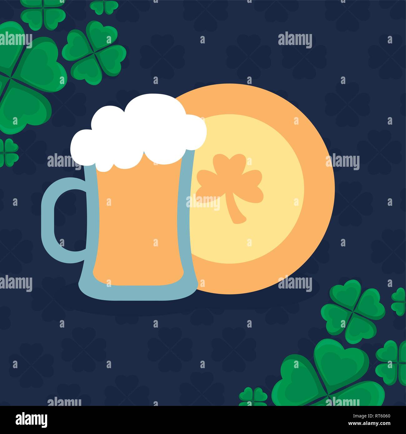 beer jar with coin clover vector illustration design Stock Vector Image ...