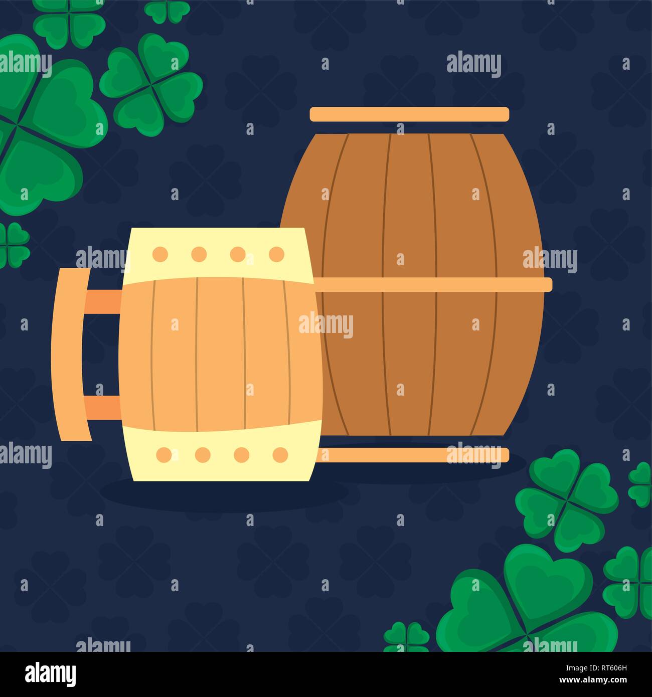 Barrel wooden beer clover hi-res stock photography and images - Alamy