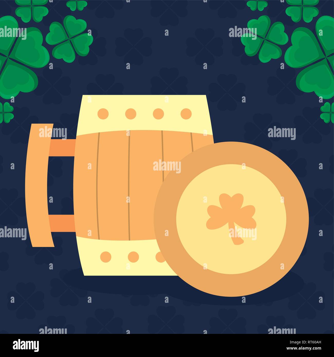 beer wooden jar with clover coin vector illustration design Stock ...