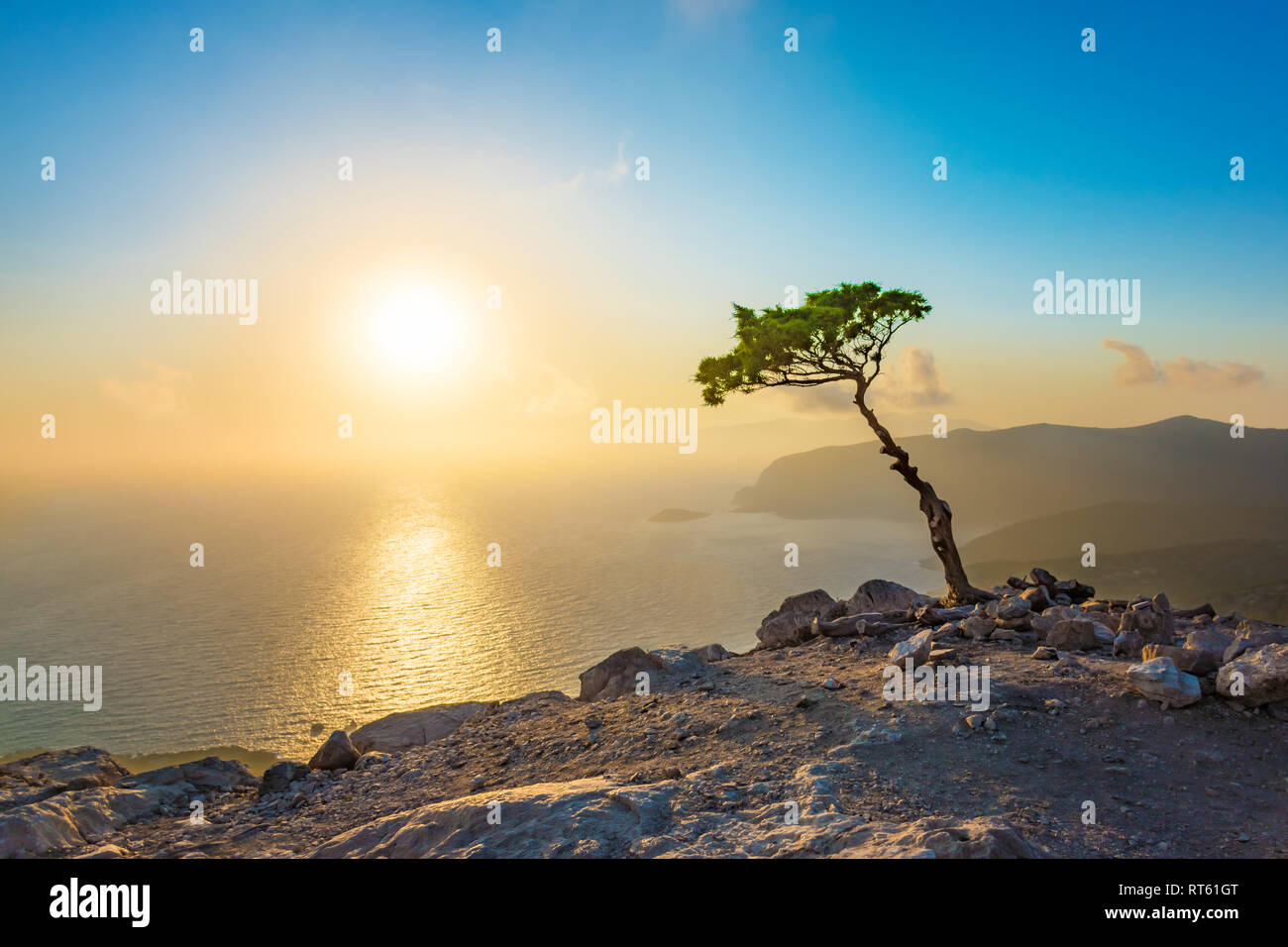 Beautiful sunset on Rhodes island from Monolithos castle (Rhodes ...