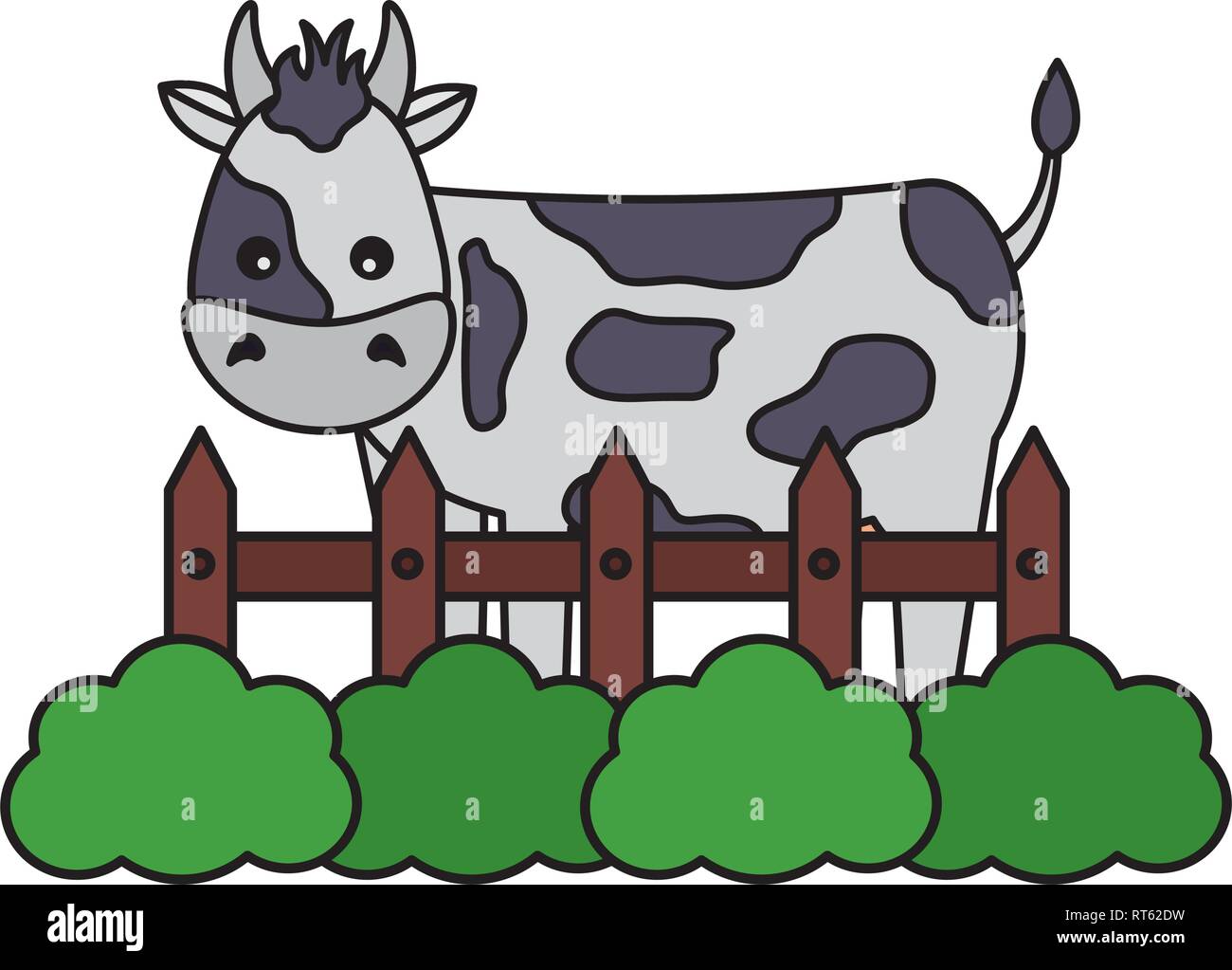 cow fence farm Stock Vector Image & Art - Alamy