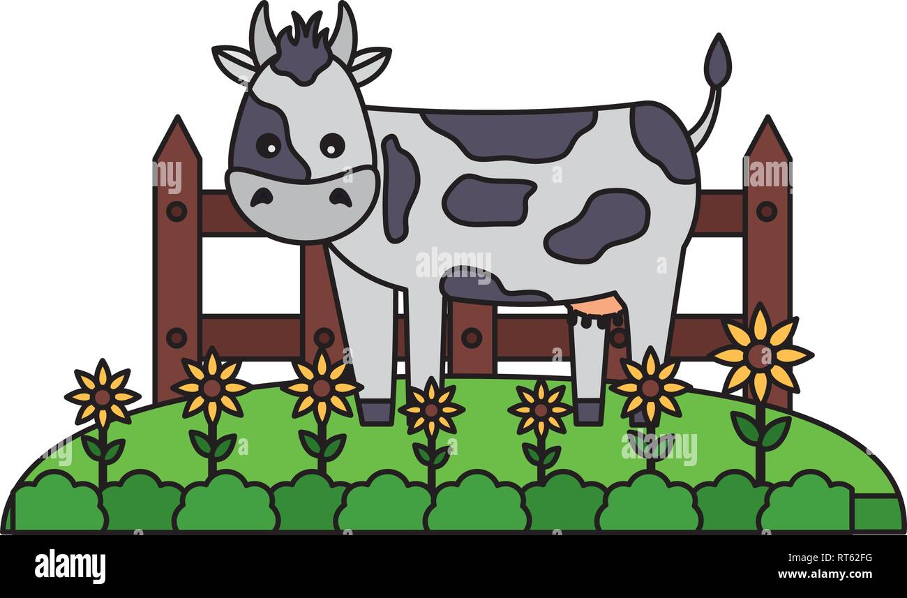 cow fence farm Stock Vector Image & Art - Alamy