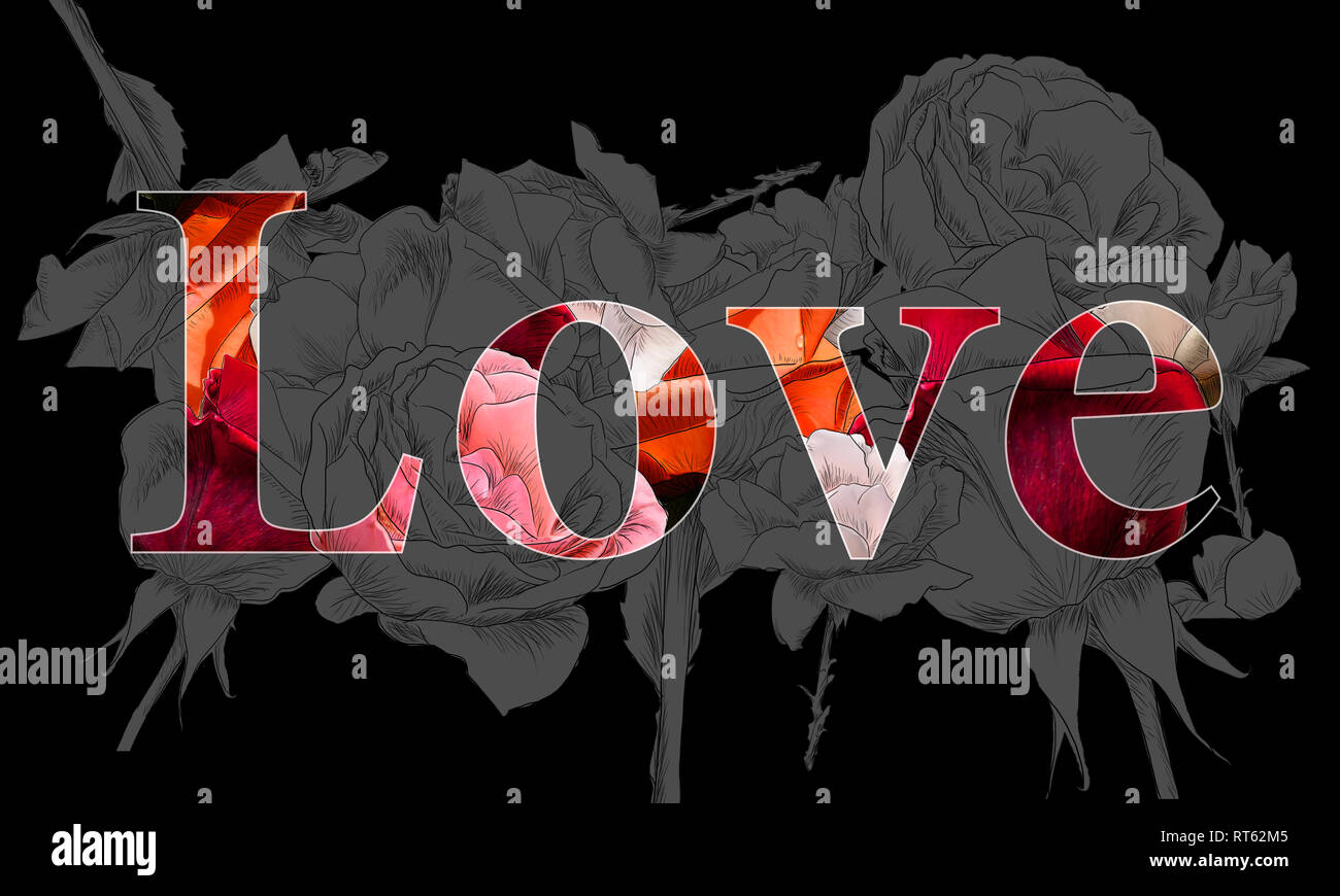 Love word collage hi-res stock photography and images - Alamy