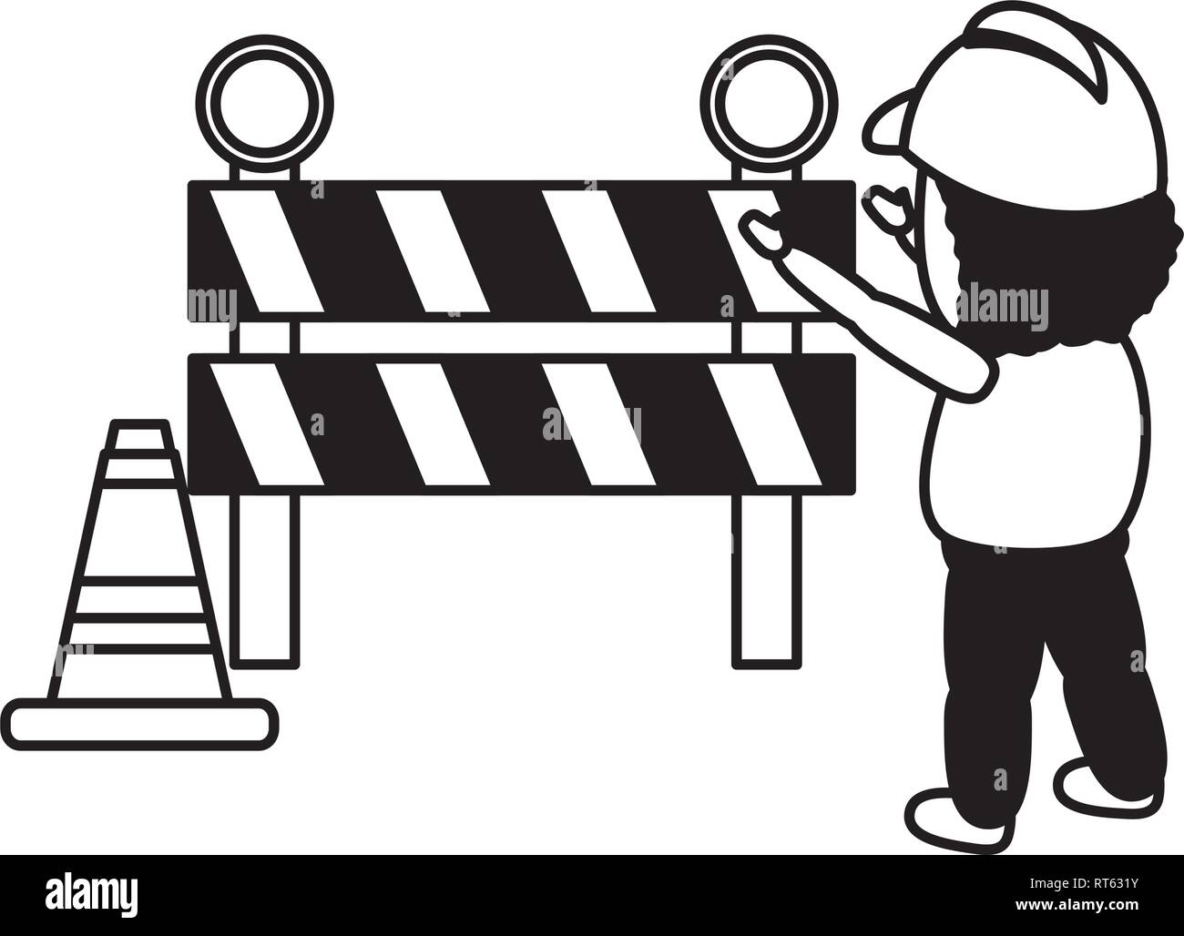 worker traffic barrier cone Stock Vector Image & Art - Alamy