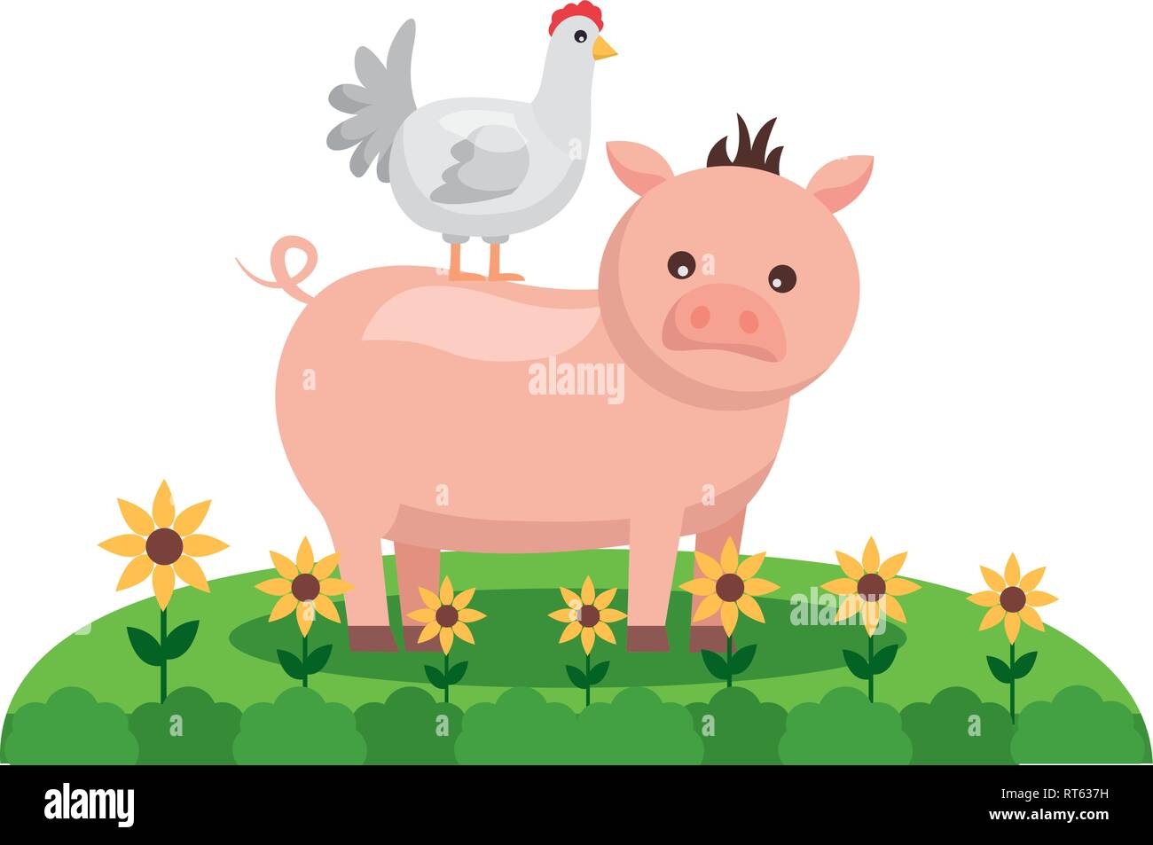 Hen outdoors Stock Vector Images - Alamy