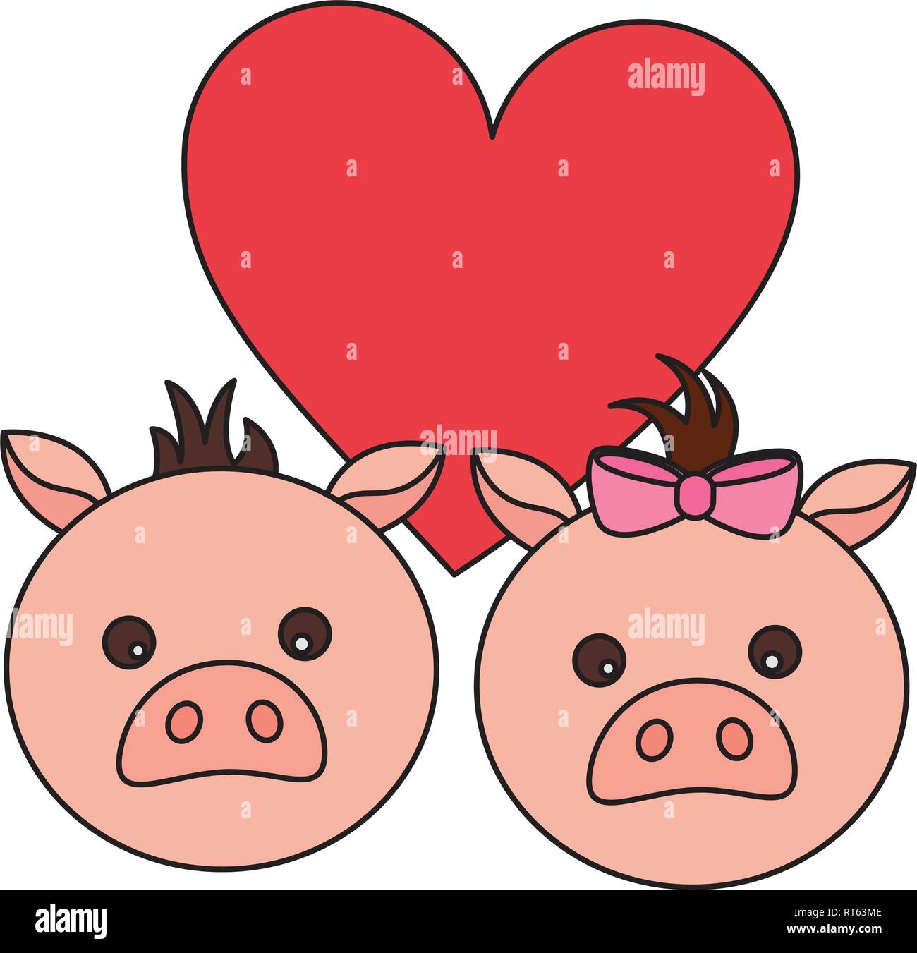 cute couple pigs love heart Stock Vector Image & Art - Alamy