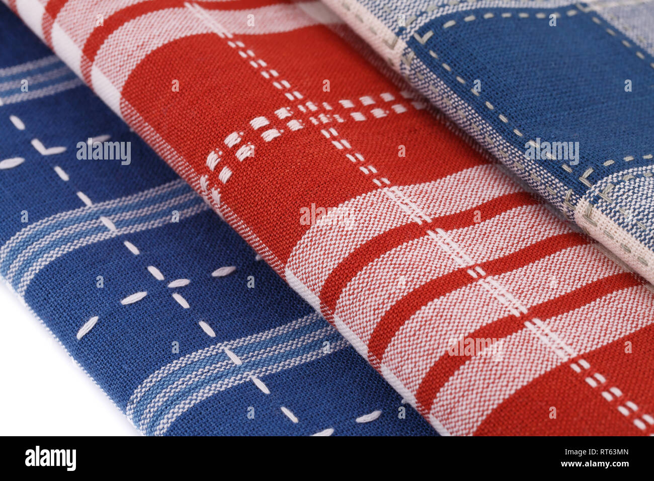 Colorful kitchen towels closeup picture Stock Photo - Alamy