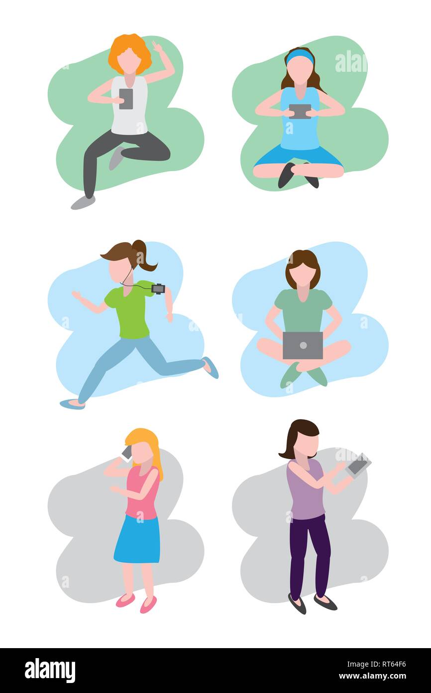 Women using digital device Cut Out Stock Images & Pictures - Alamy