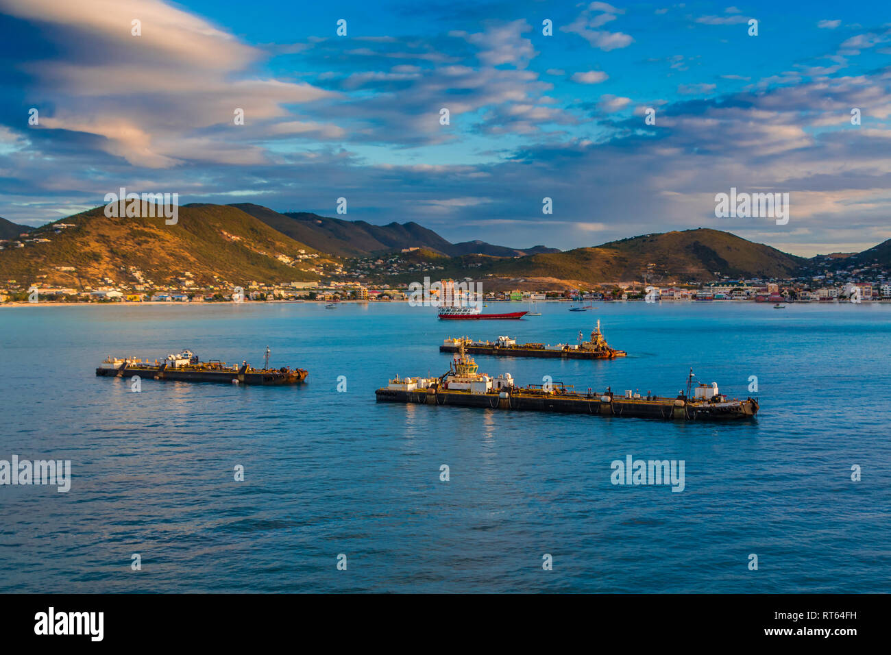 Massive tankers in the harbor of St Martin Stock Photo - Alamy