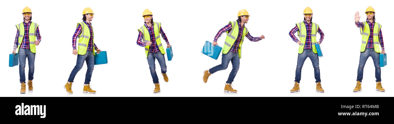 Industrial worker isolated on white Stock Photo - Alamy