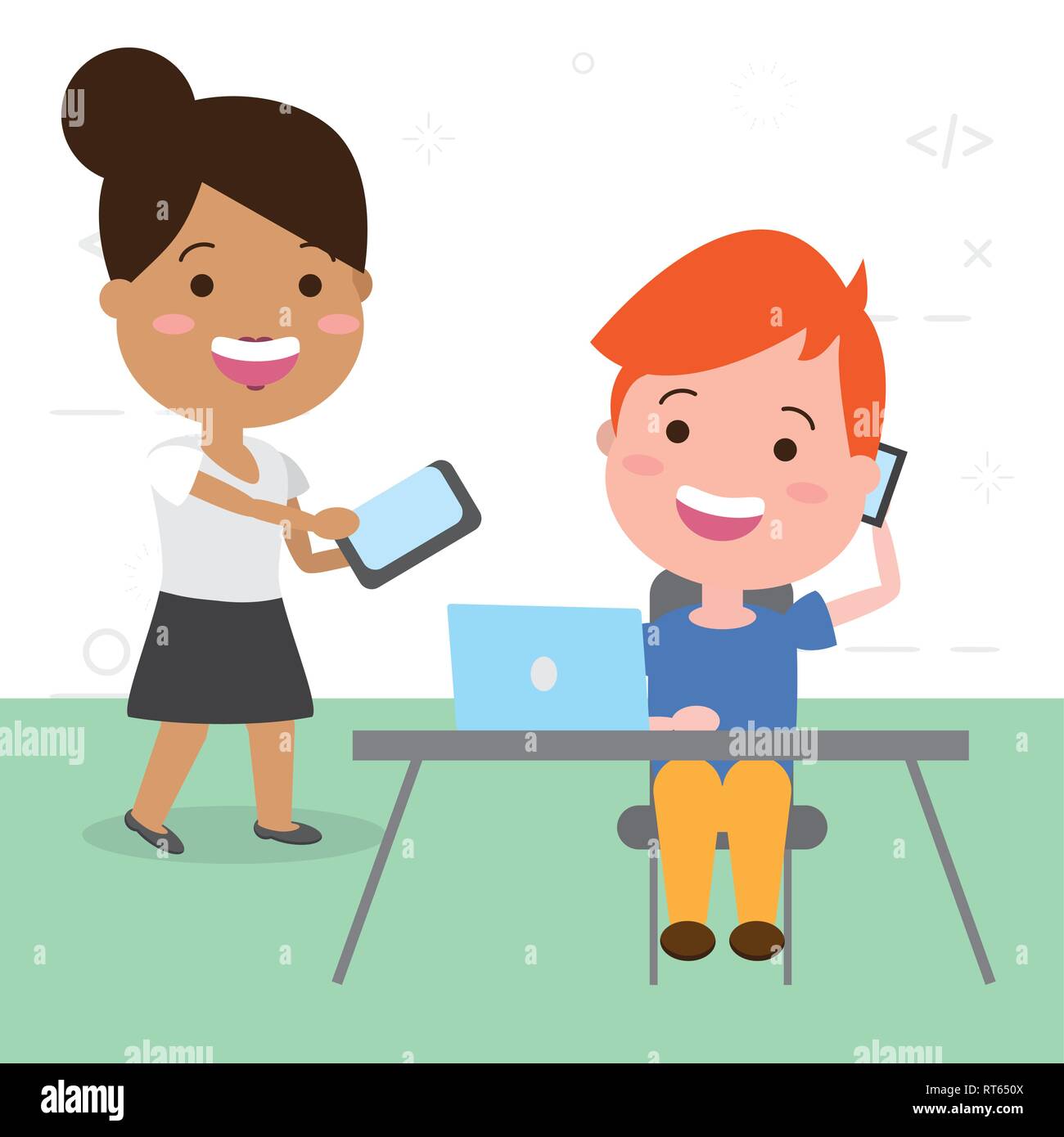 People tablet startup team Stock Vector Images - Alamy