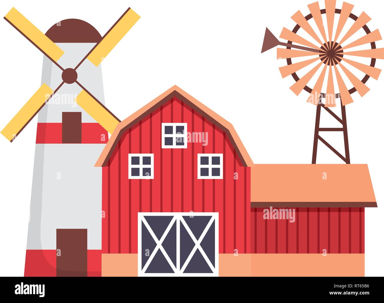 barn windmill house farm Stock Vector Image & Art - Alamy
