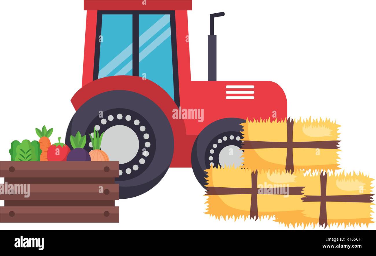 tractor truck bales of hay and vegetables Stock Vector Image & Art - Alamy