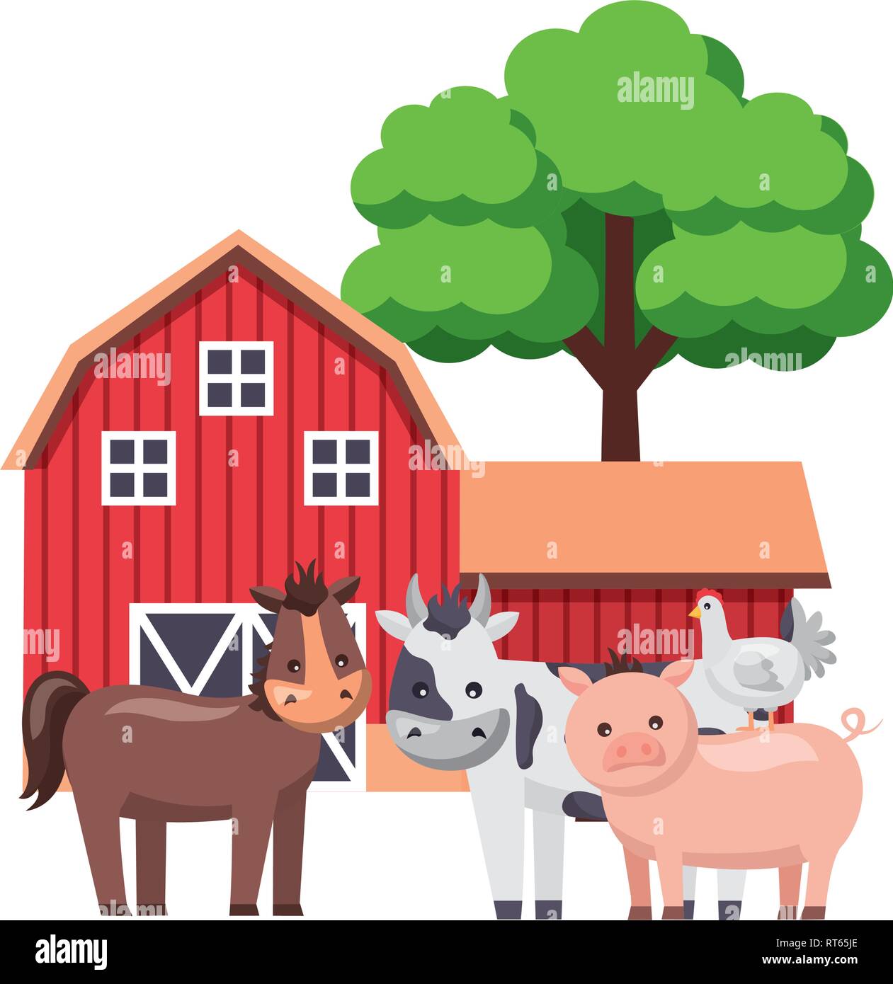 barn animals tree farm Stock Vector Image & Art - Alamy