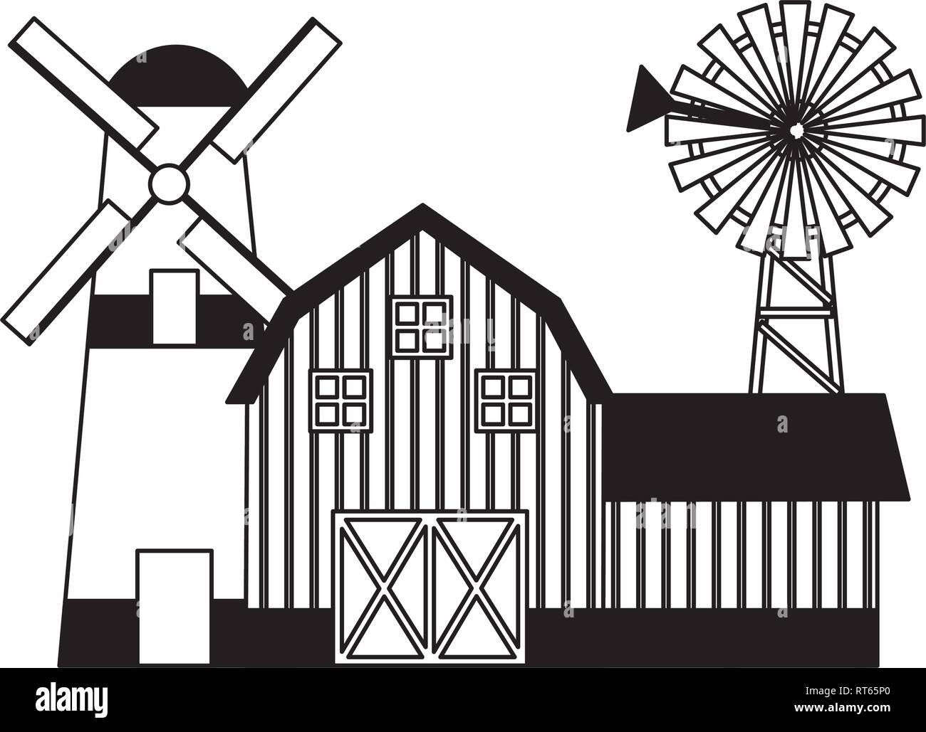barn windmill house farm Stock Vector Image & Art - Alamy