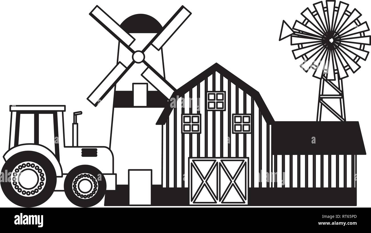 barn windmill house farm Stock Vector Image & Art - Alamy