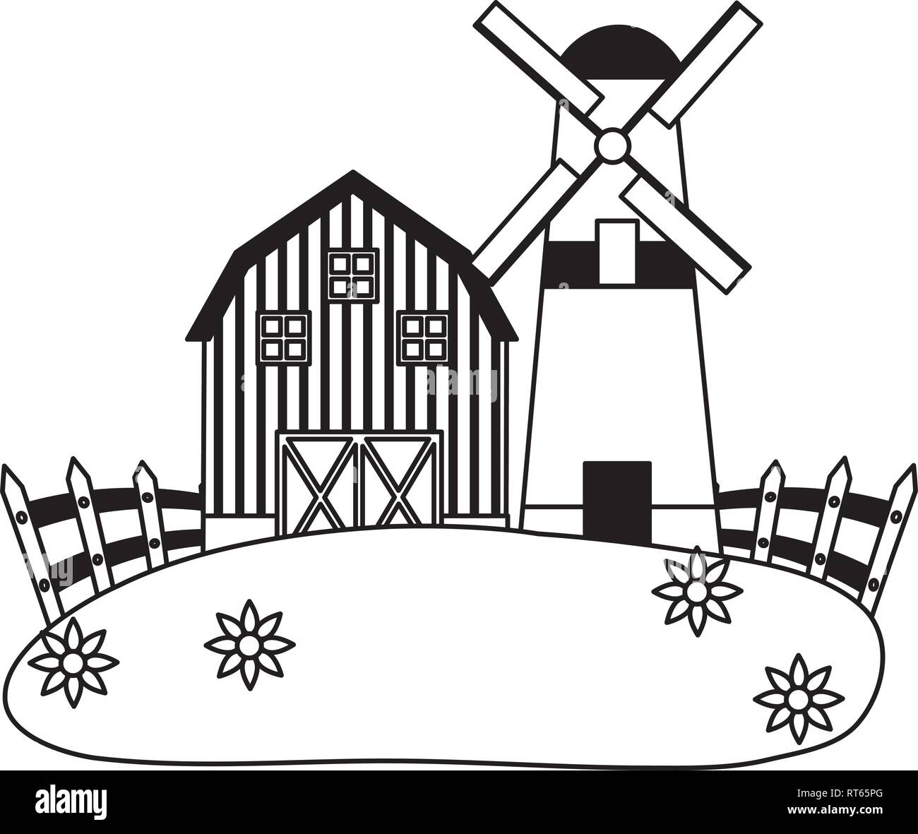 barn windmill house farm Stock Vector Image & Art - Alamy