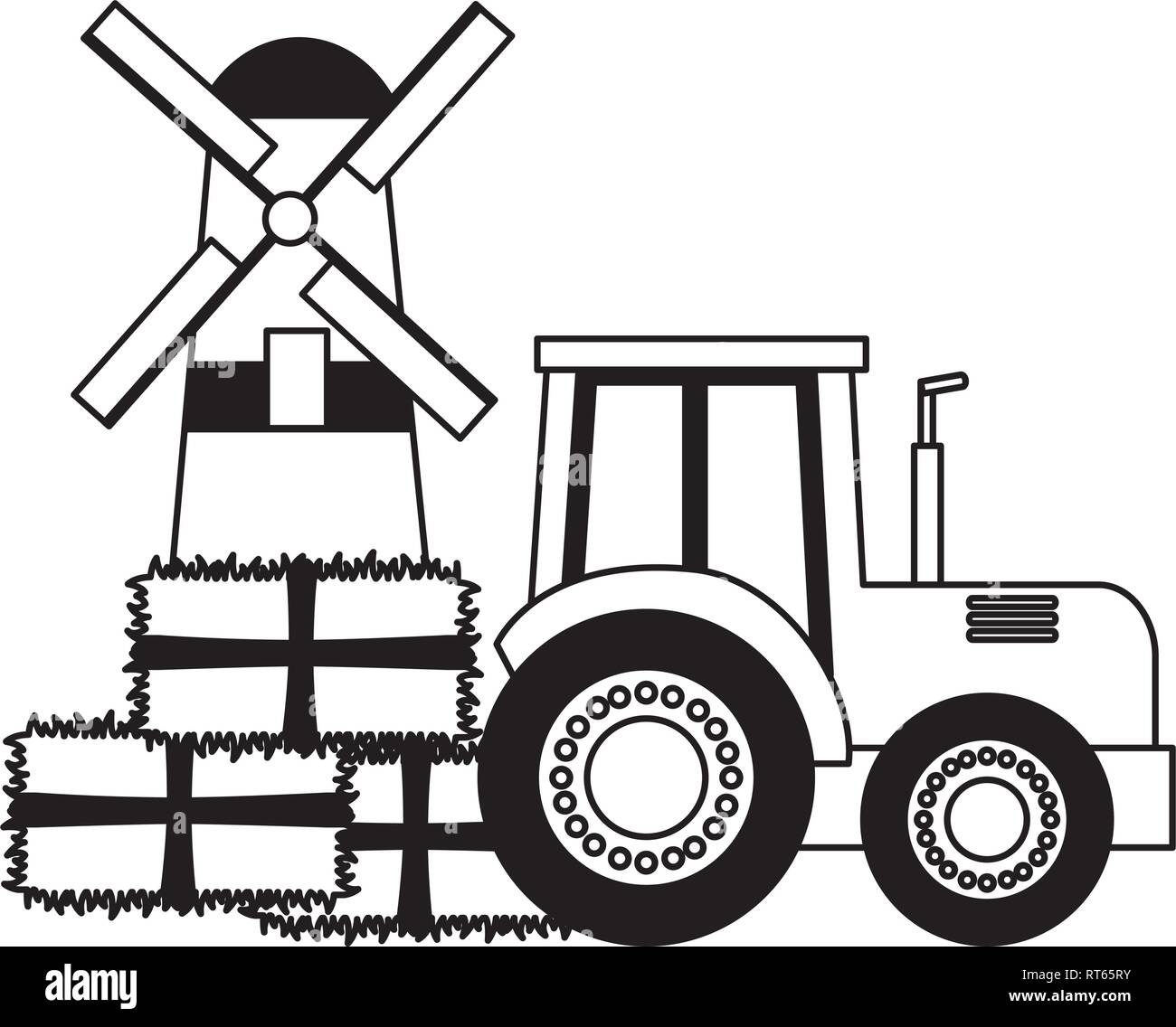 tractor windmill hay farm Stock Vector Image & Art - Alamy