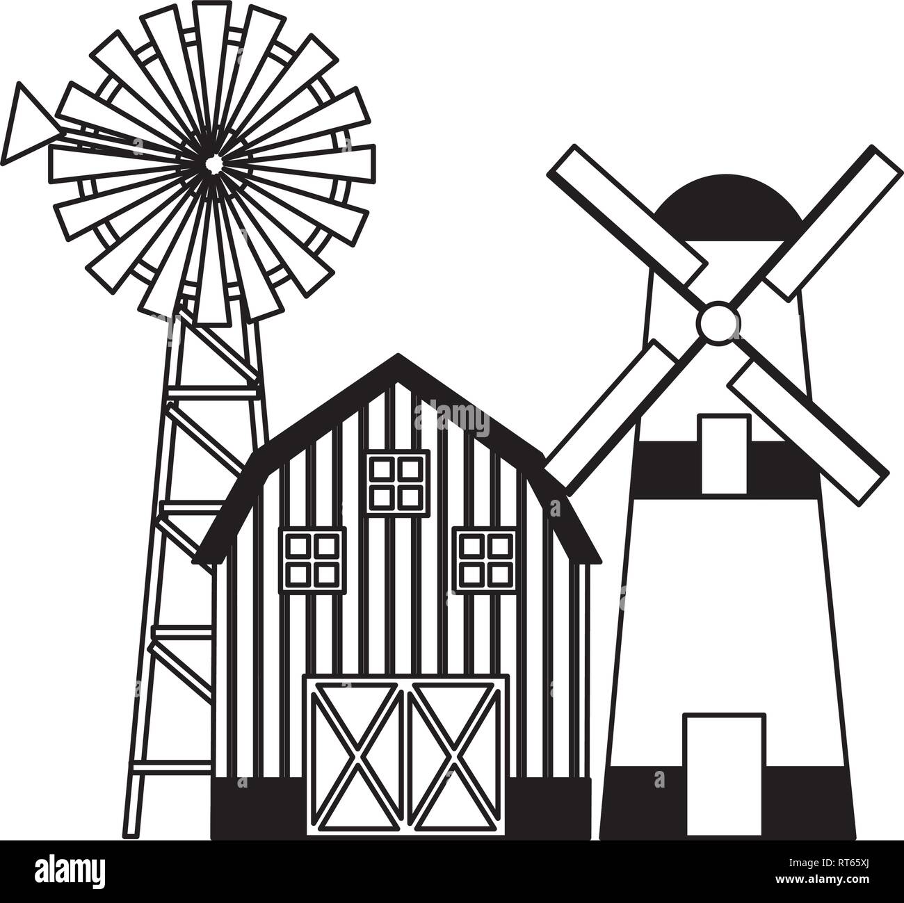 barn windmill tractor Stock Vector Image & Art - Alamy