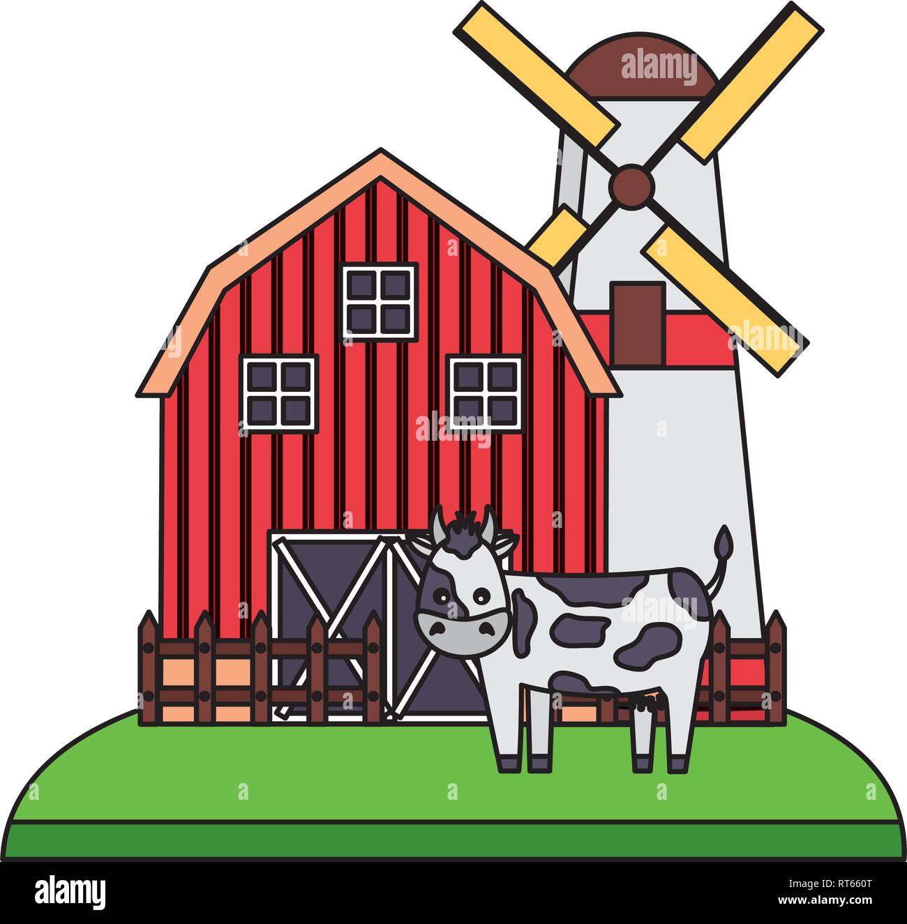 barn windmill house farm Stock Vector Image & Art - Alamy