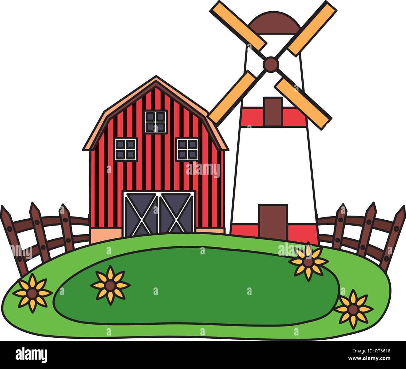 barn windmill house farm Stock Vector Image & Art - Alamy