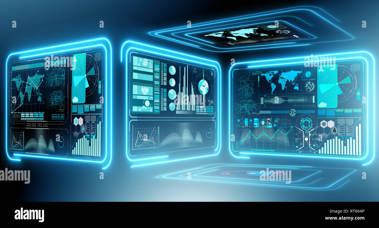 Abstract data room with futuristic design - 3d rendering Stock Photo ...