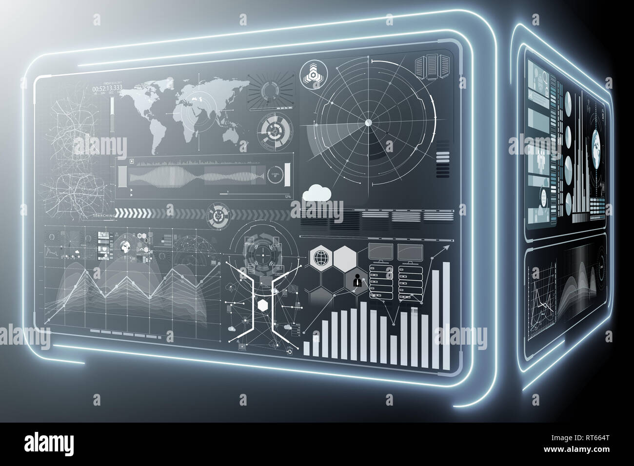 Abstract data room with futuristic design - 3d rendering Stock Photo ...