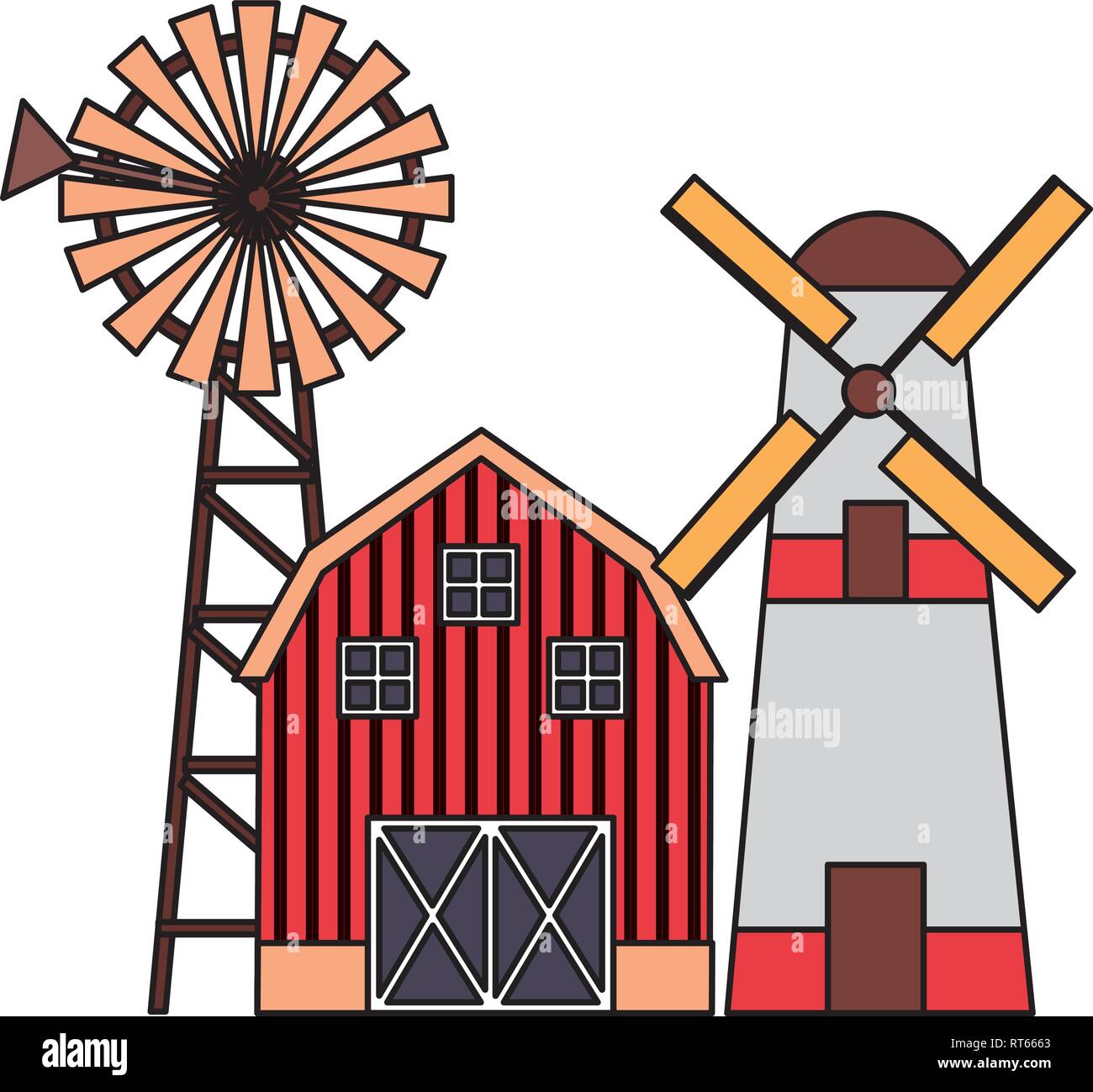 barn windmill tractor Stock Vector Image & Art - Alamy