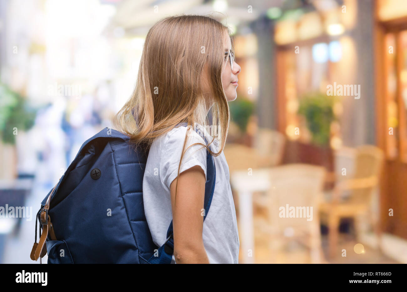 Young beautiful smart student girl wearing backpack over isolated ...