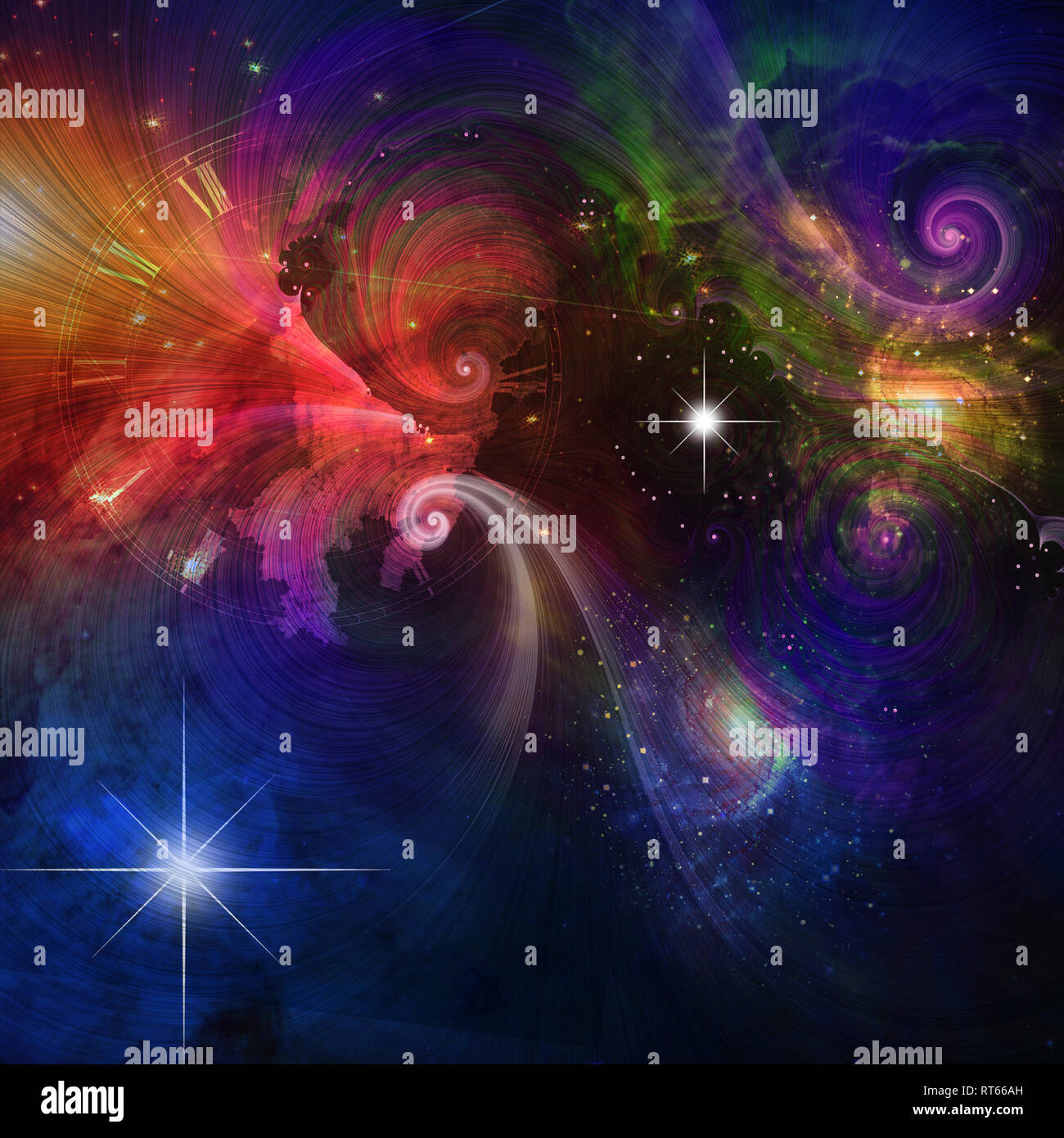 Deep Space Painting. Clock face Stock Photo - Alamy