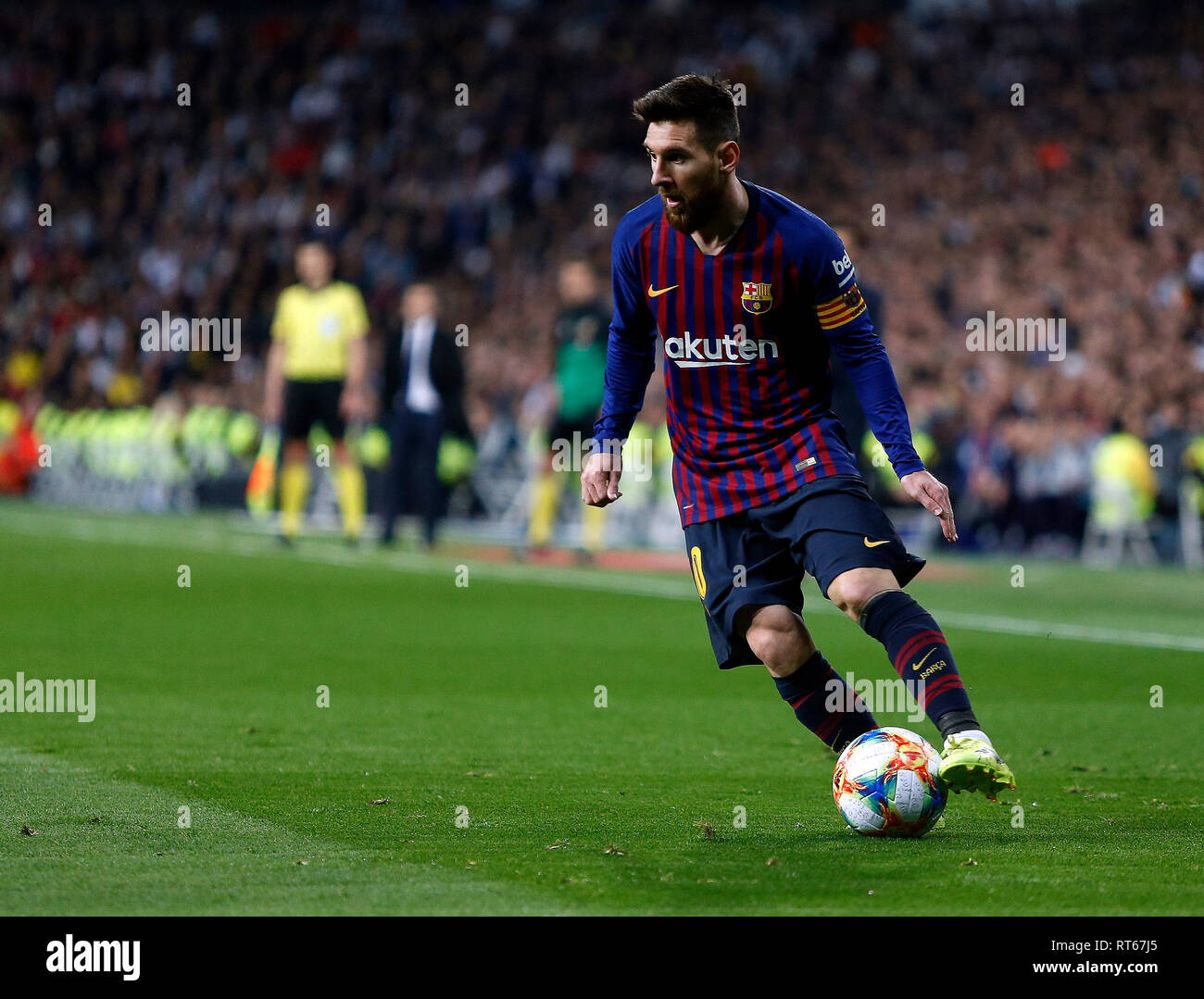 Lionel Messi in action during the Copa del Rey semi final second leg ...