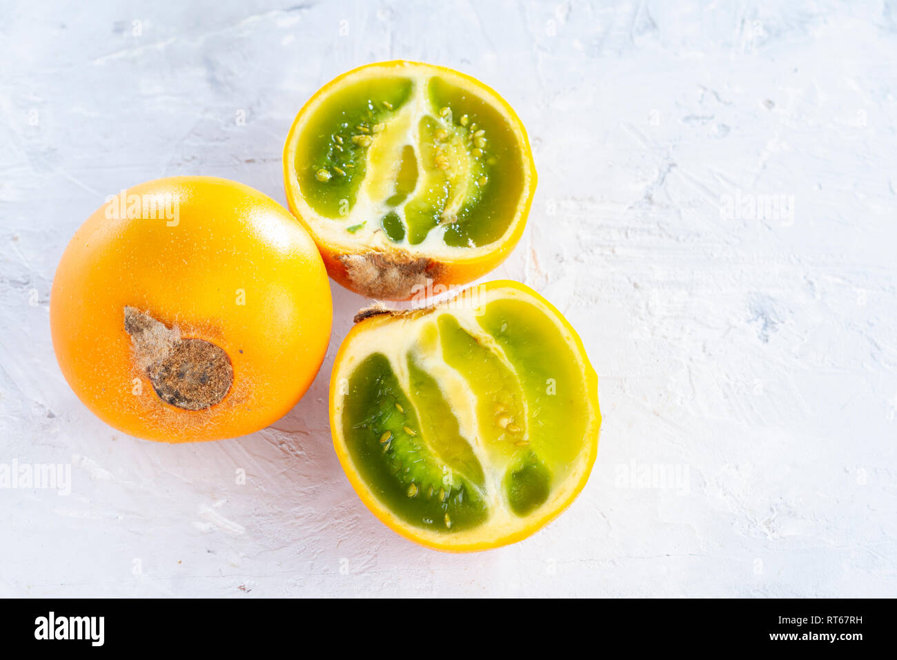lulo fruit on white background (Solanum quitoense Stock Photo - Alamy