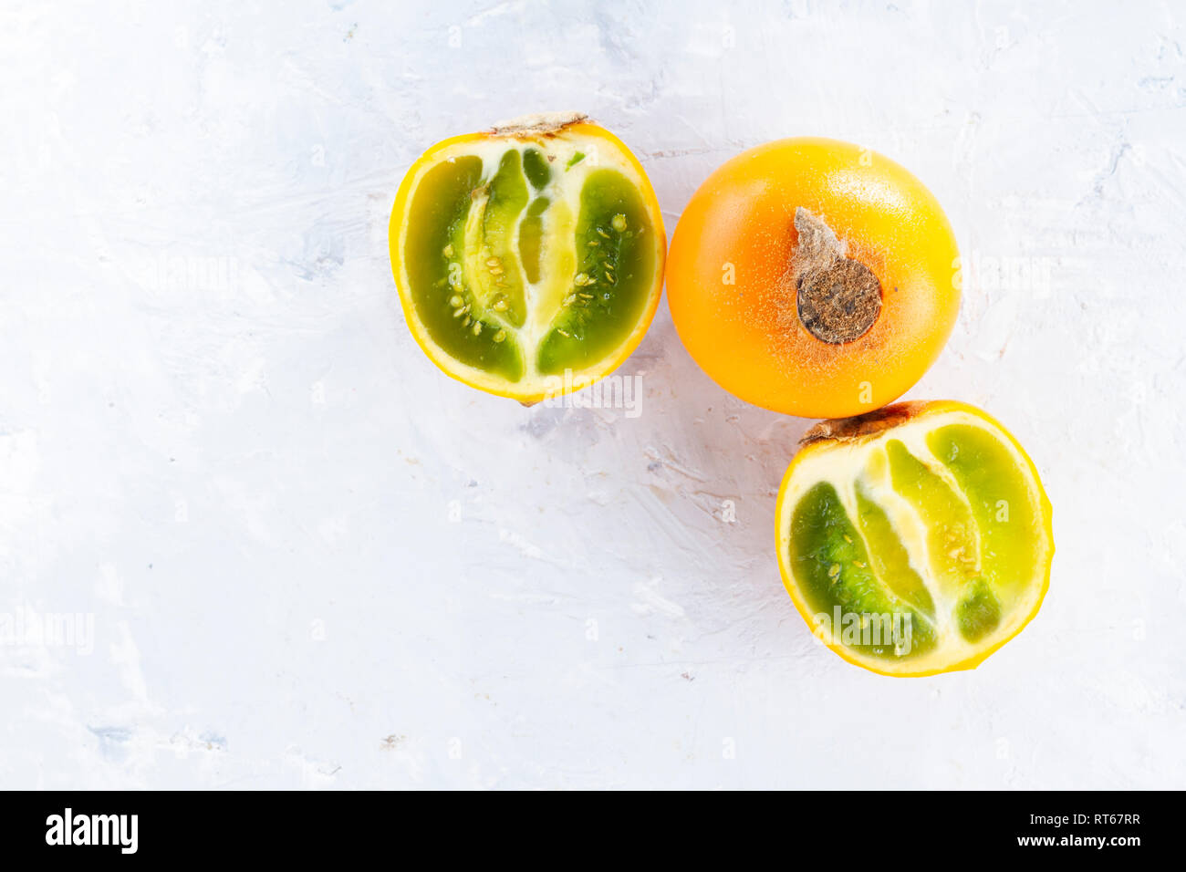 lulo fruit on white background (Solanum quitoense Stock Photo - Alamy