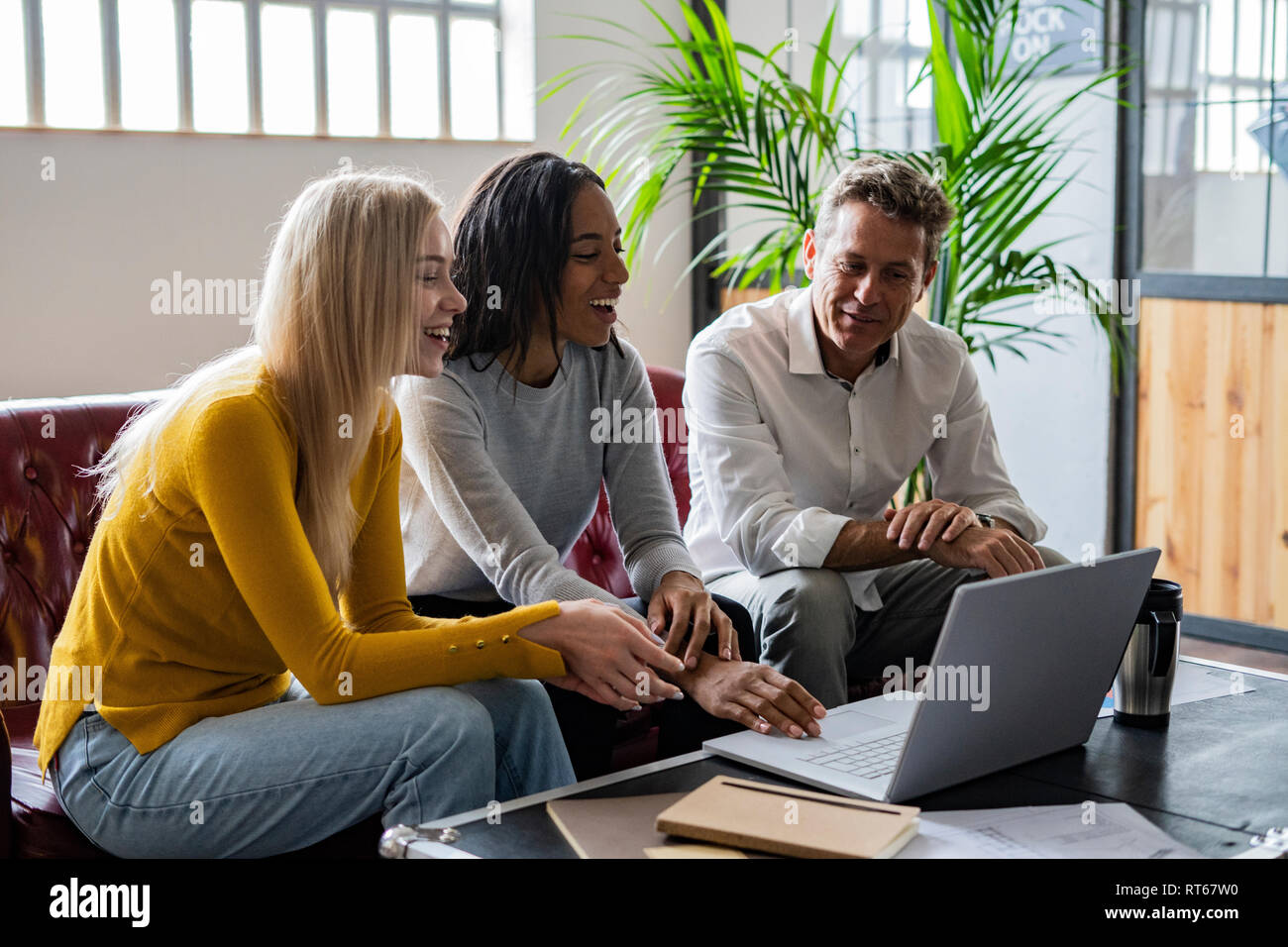 Business team of 3 with laptops hi-res stock photography and images - Alamy