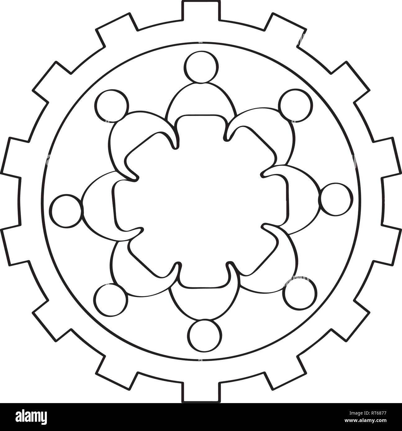 Isolated teamwork outline Stock Vector Image & Art - Alamy