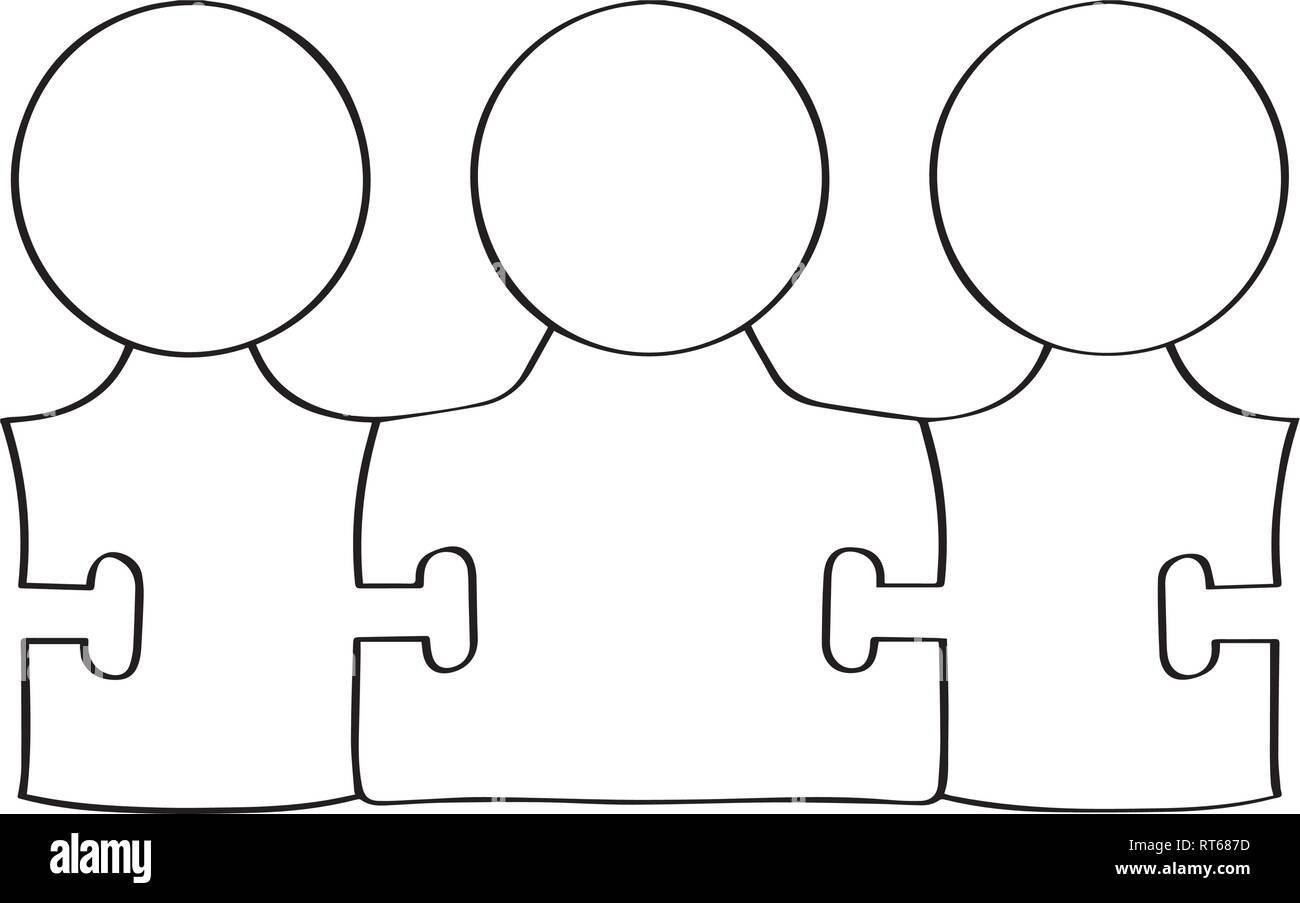 Outline of a people puzzle. Teamwork concept Stock Vector Image & Art ...