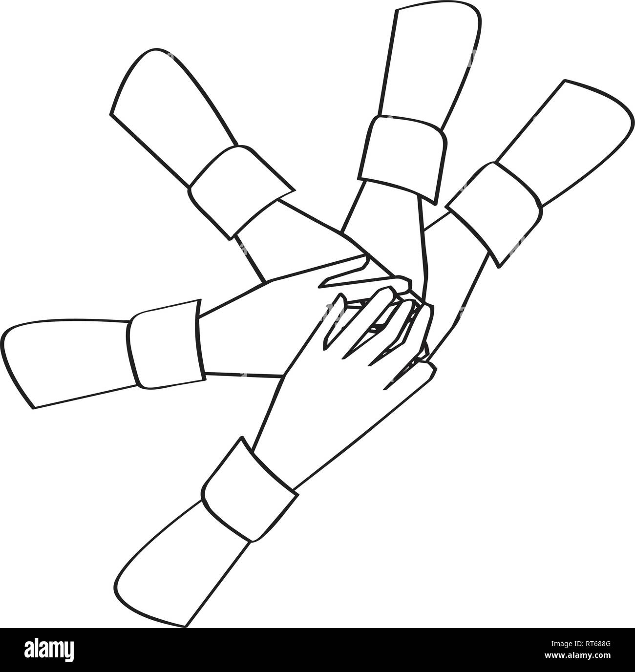 Outline of a united hand. Teamwork concept Stock Vector Image & Art - Alamy