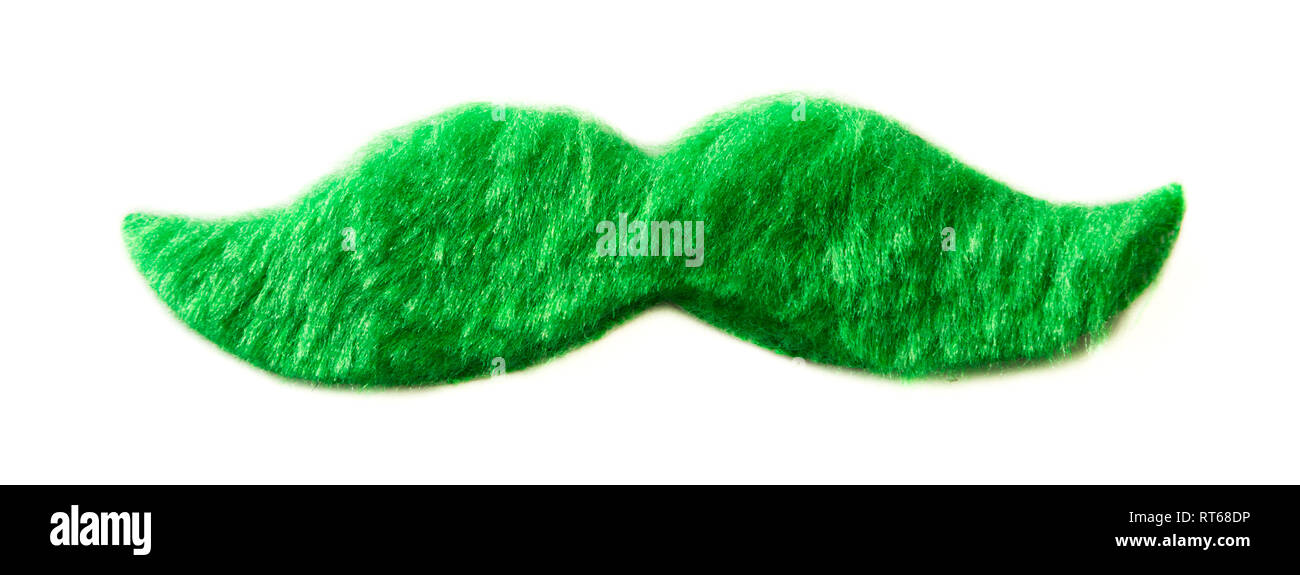 Close up of a green mustache isolated on a white background as a ...