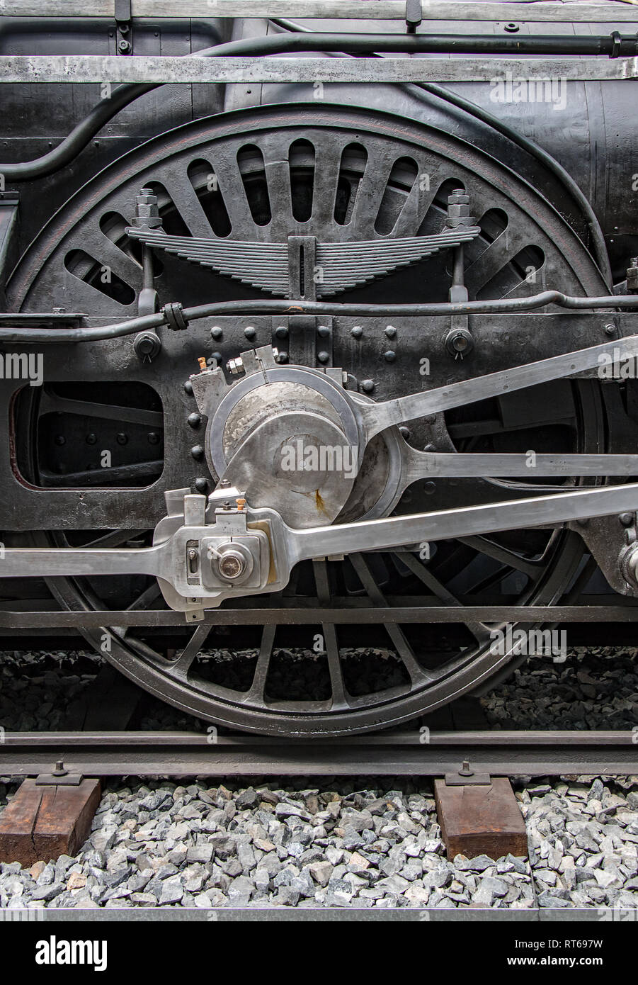 Detail of steam locomotive wheel on tracks Stock Photo - Alamy