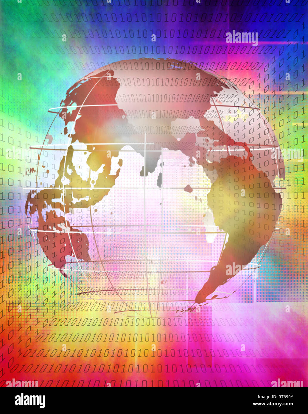 Modern art. Globe with binary code Stock Photo - Alamy