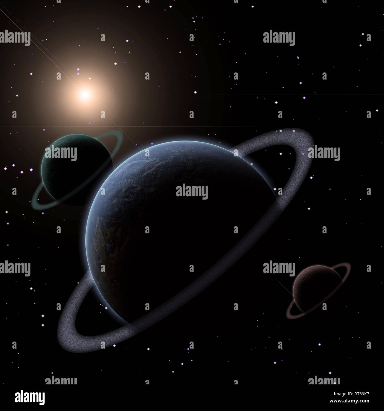 Ringed Planets in Deep Space Stock Photo - Alamy