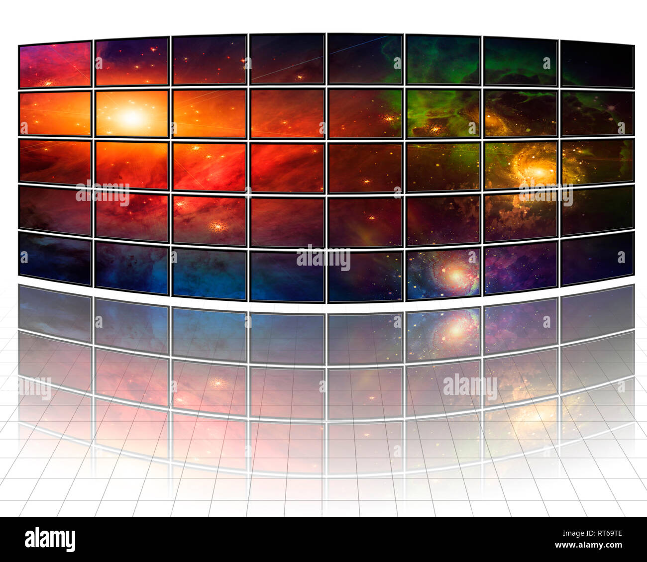 Galaxies and stars on screens in white background Stock Photo - Alamy