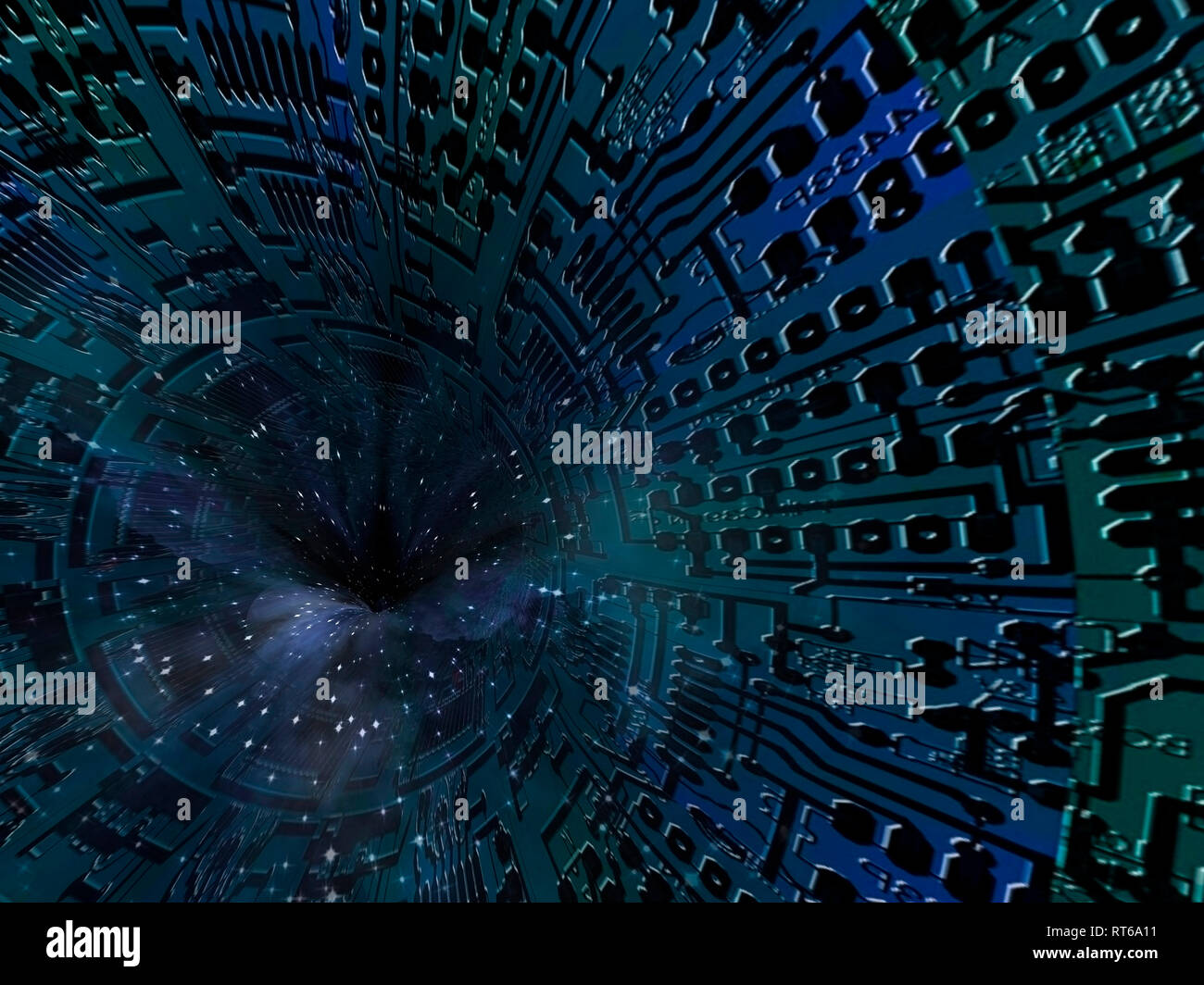 Black hole technology. Circuit board pattern Stock Photo - Alamy
