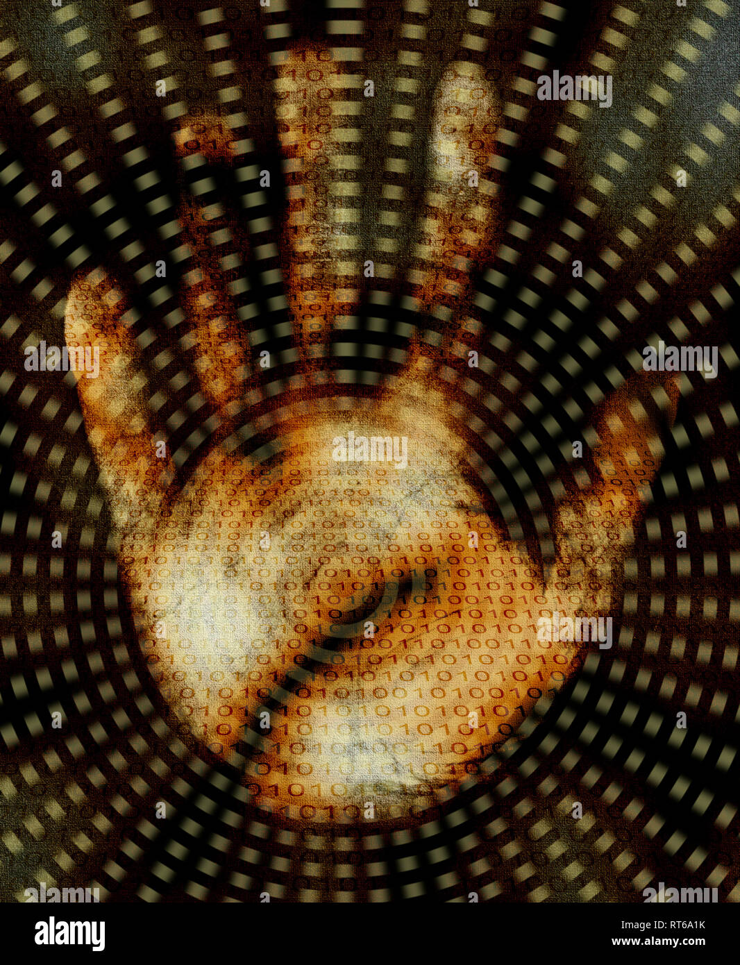 Hand and binary code design Stock Photo - Alamy