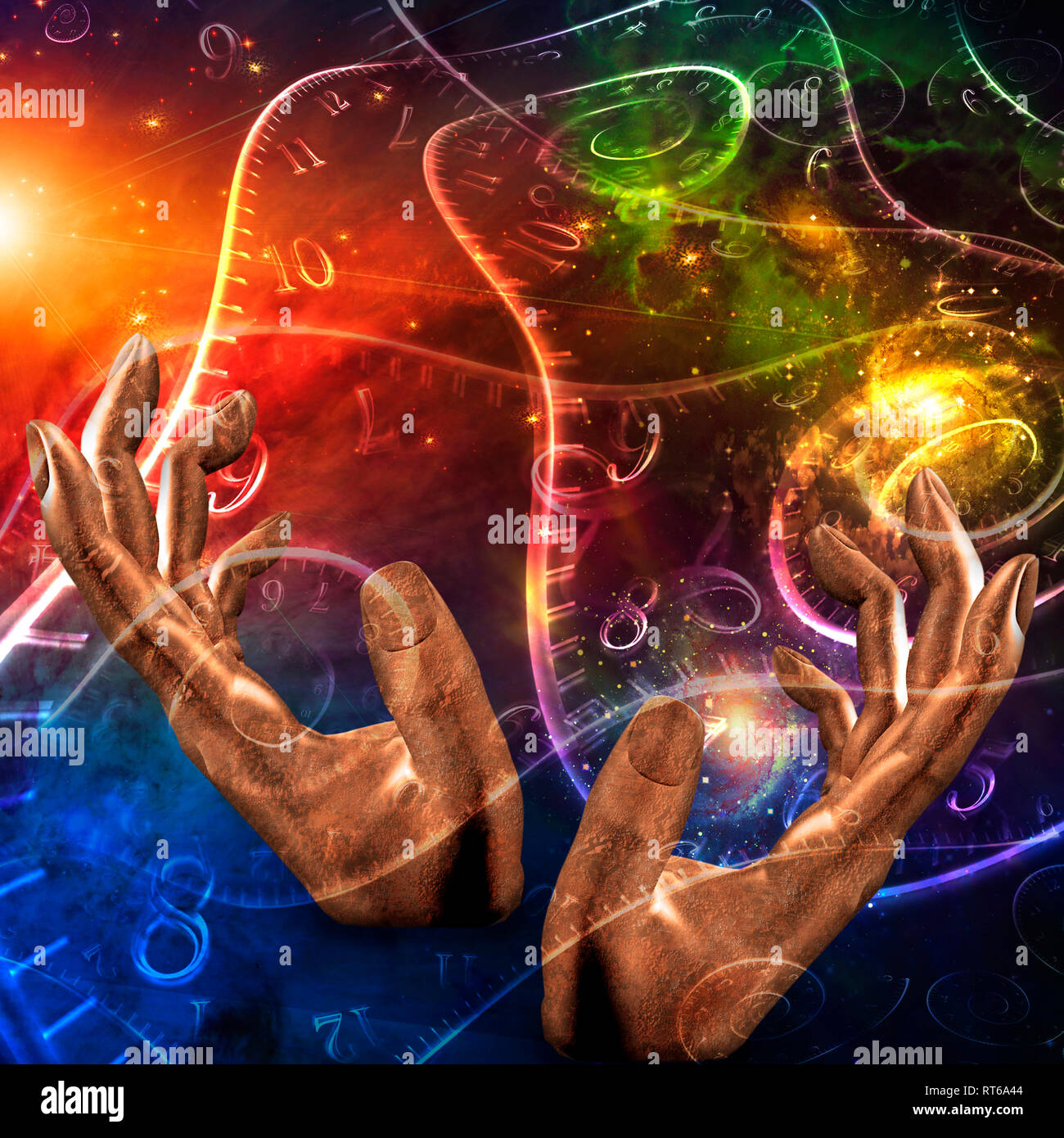 Hands manipulate time and matter Stock Photo - Alamy